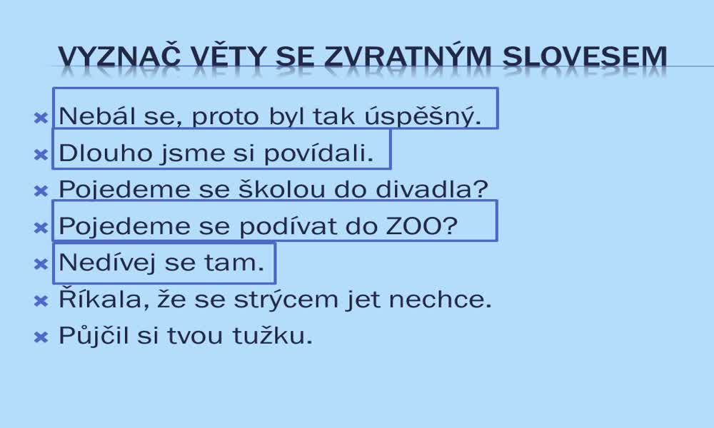 Slovesa zvratná - Český jazyk pro 4. ročník ZŠ - Výuka Edukavka.CZ