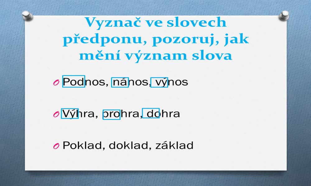 Stavba slova - předpona, kořen, přípona - Český jazyk pro 5. ročník ZŠ ...